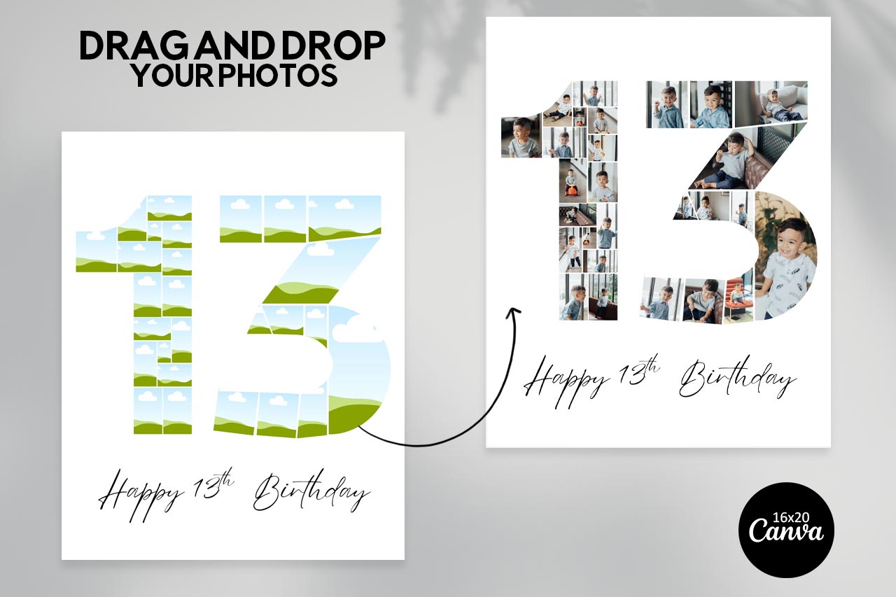 13th Birthday Picture Collage Template Canva